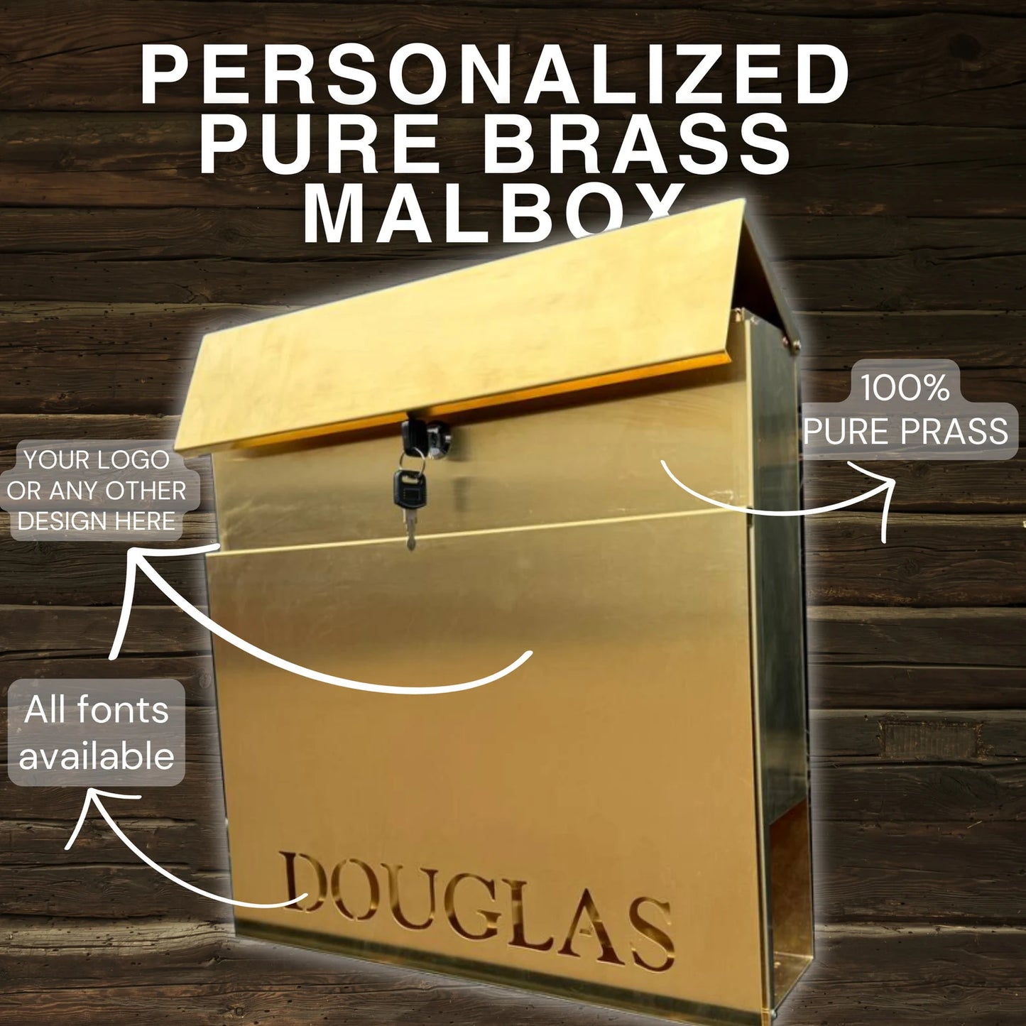 Modern Wall-Mount Pure Brass Letter Box – Ferrum Decor Studio